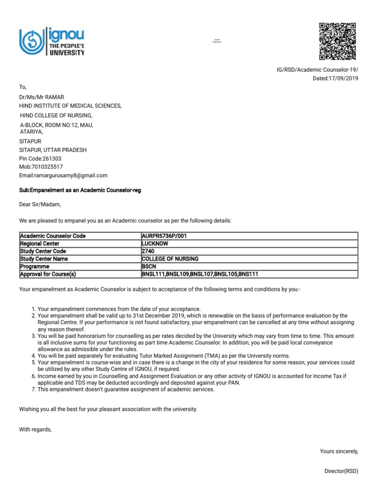 IGNOU Online Counselor Empanelment Counselor Portal PDF | PDF ...
