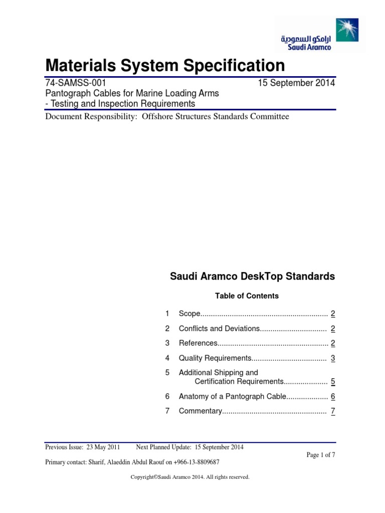 Pantograph Cables For Marine Loading Arms | PDF | Specification ...