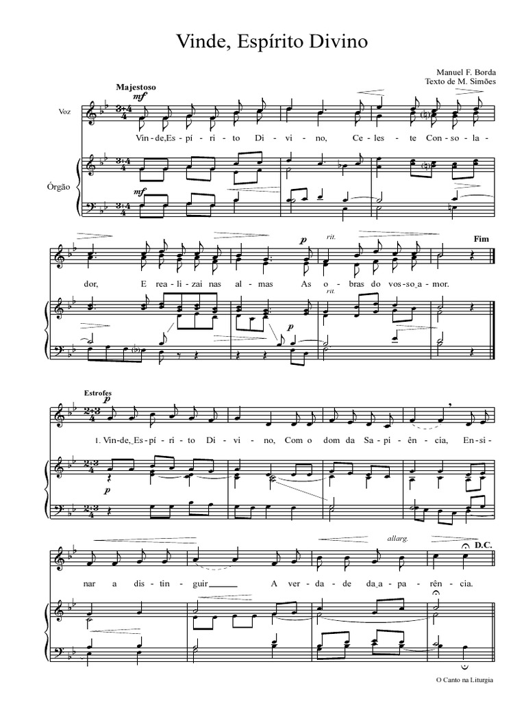 Vinde, Espírito Divino - M. Borda | PDF