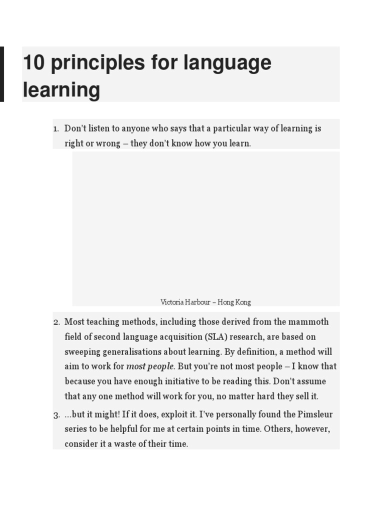 10 Principles For Language Learning | PDF | Second Language Acquisition ...