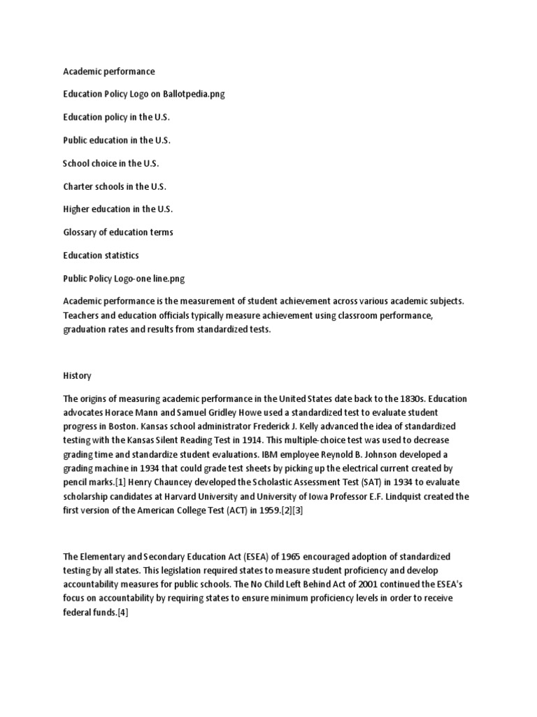Academic Performance | PDF | National Assessment Of Educational ...