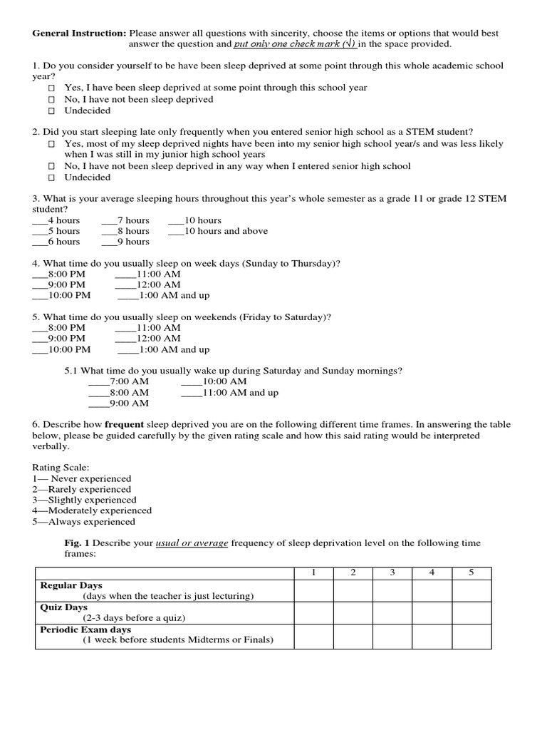 Student Sleep Deprivation Survey | PDF | Sleep Deprivation | Sleep