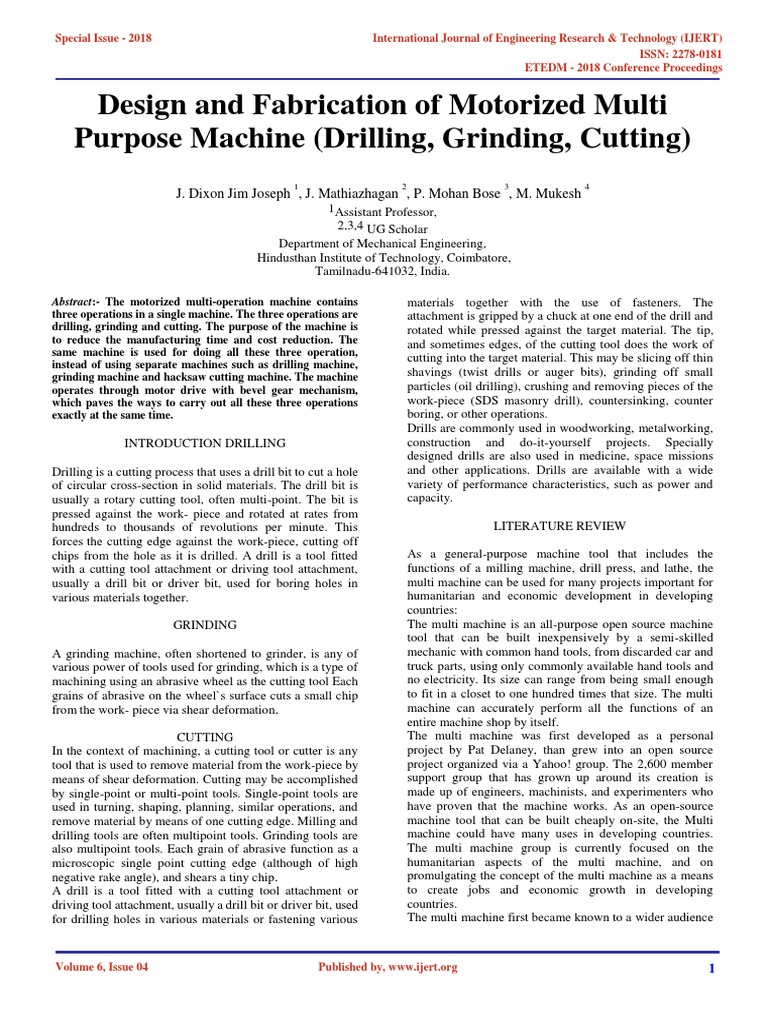 Multi-Purpose Motorized Machine Design | PDF | Electric Motor ...