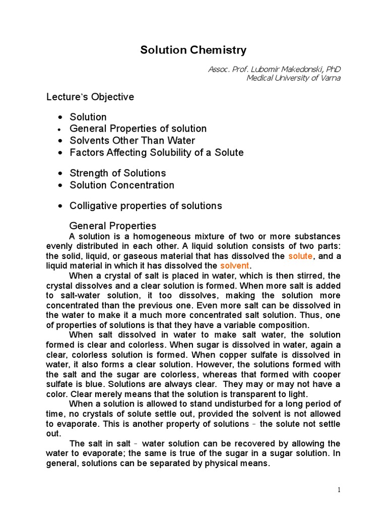 Solution Chemistry Students | PDF | Solution | Sodium Chloride