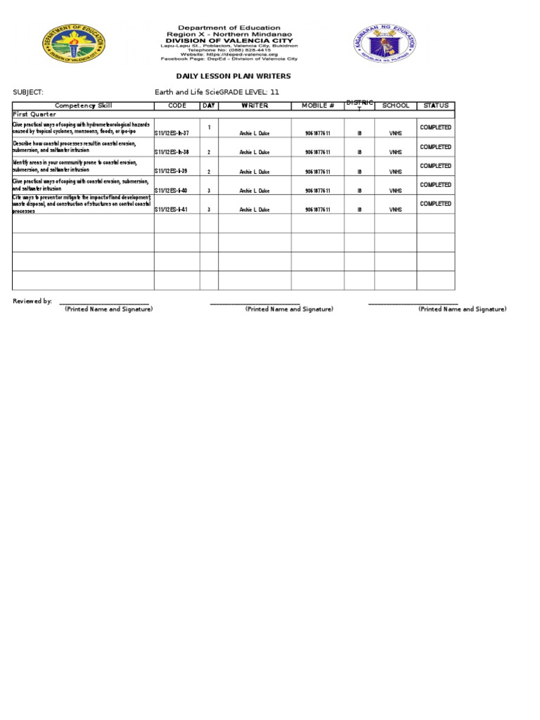 Earth and Life Science Lesson Plans | PDF | Rock (Geology) | Landslide