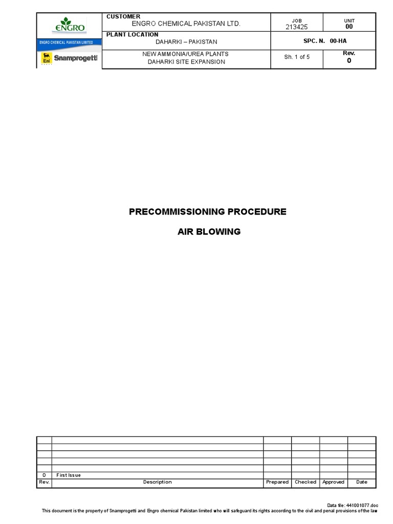Air Blowing Procedure | PDF | Valve | Atmosphere Of Earth