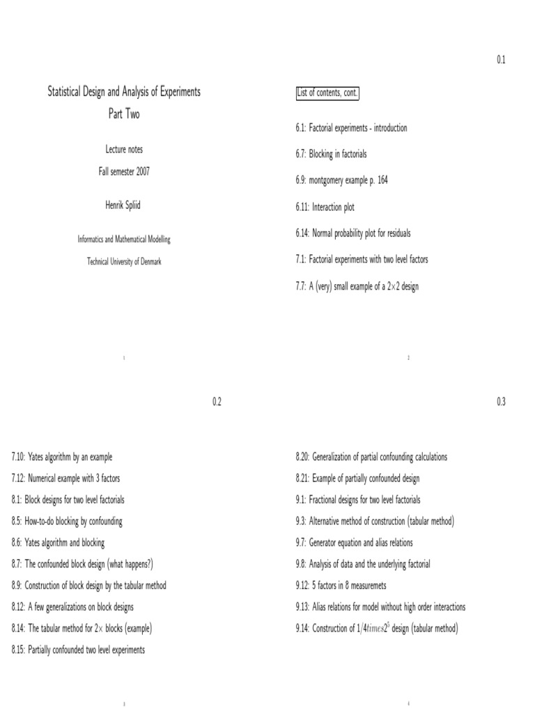 Yates Algorithm | PDF | Confounding | Experiment