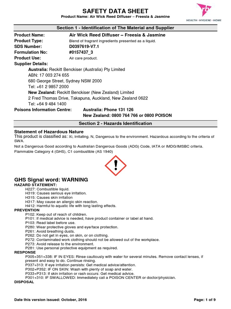 Safety Data Sheet: Section 1 - Identification of The Material and ...