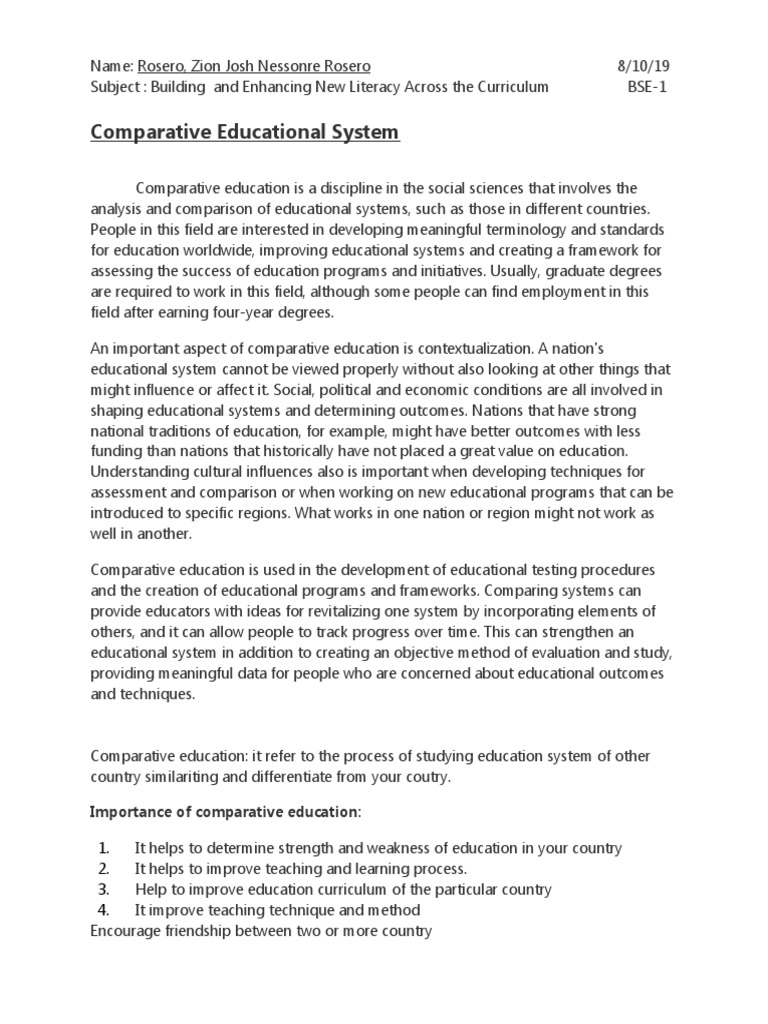 What Is Comparative Education | PDF | Learning | Psychological Concepts