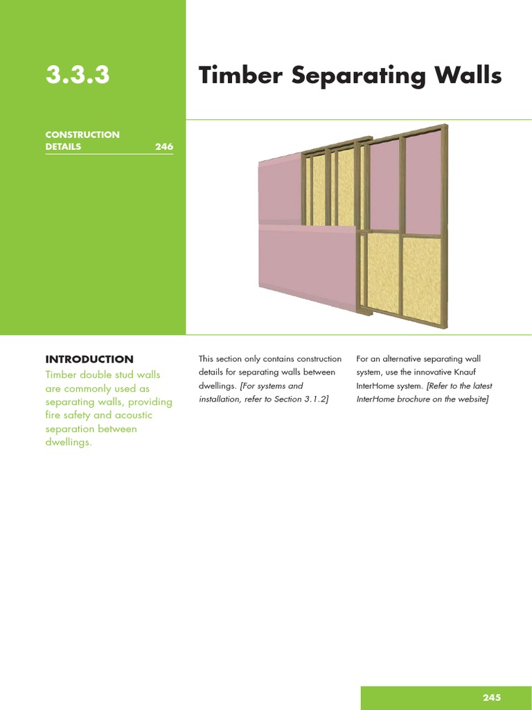 KNAUF 3.3.3 Timber Separating Walls PDF | PDF | Wall | Drywall
