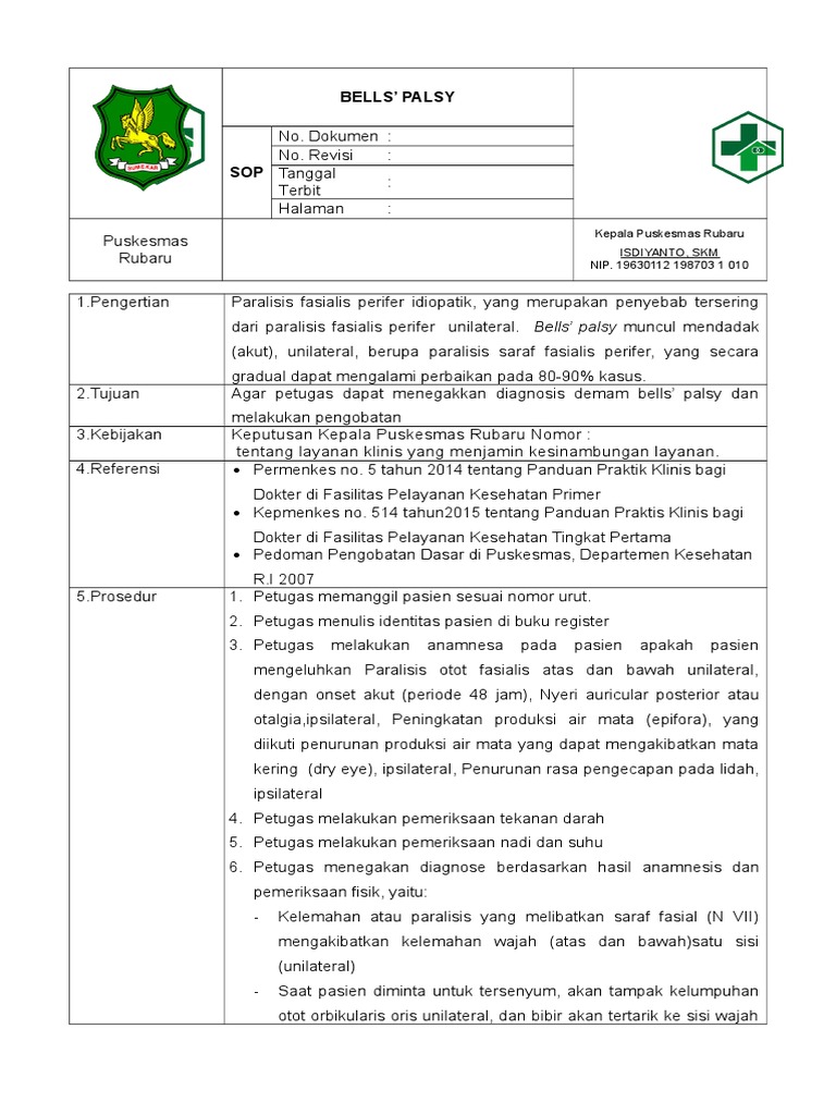 SOP Bel' Palsy | PDF
