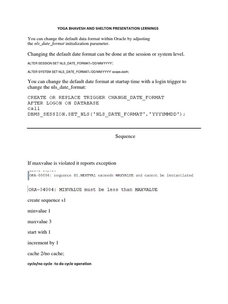 You Can Change The Default Data Format Within Oracle by Adjusting The ...