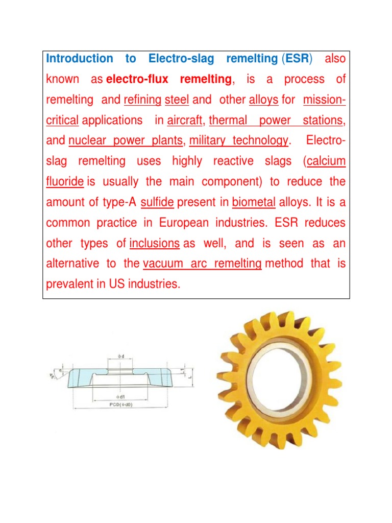 Introduction To Electro-Slag Remelting (ESR) | PDF | Titanium | Ingot