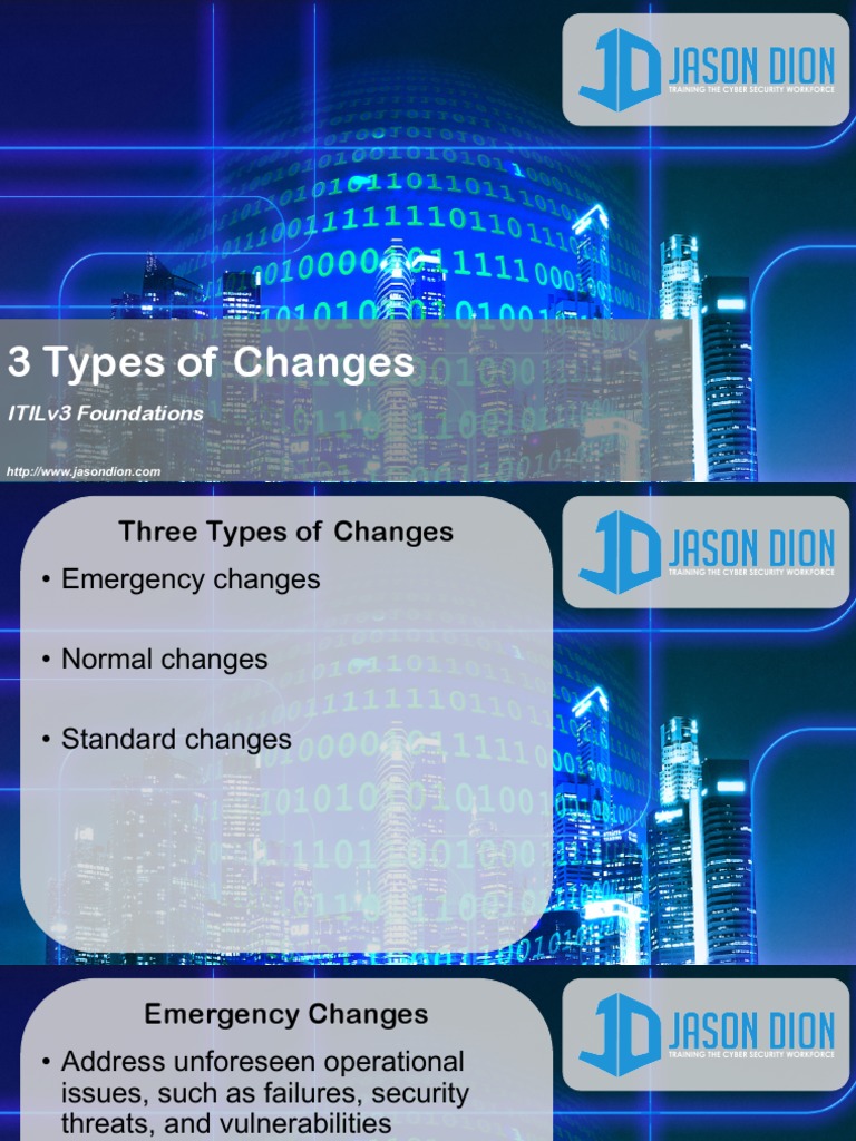 3 Types of Changes: Itilv3 Foundations | PDF