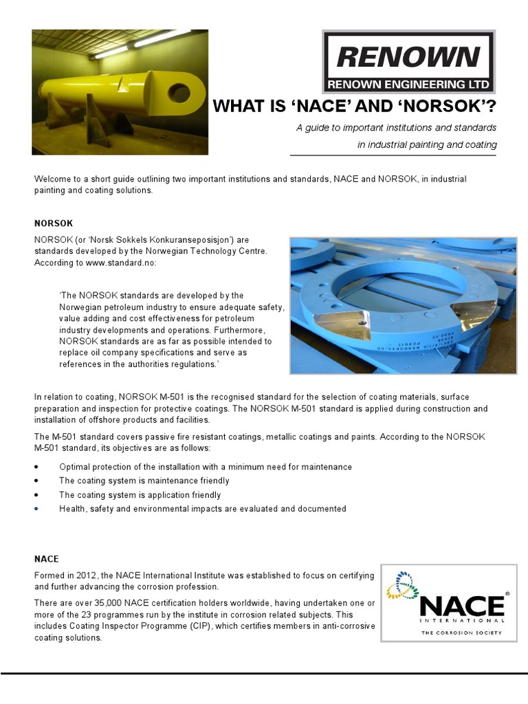 What Is NACE and NORSOK Renown Engineering LTD | PDF | Corrosion | Coating