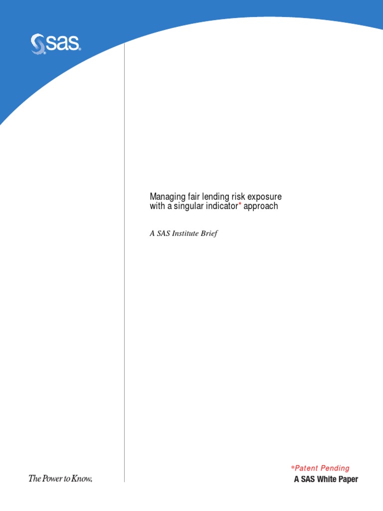 Managing Fair Lending Risk Exposure With A Singular Indicator Approach ...