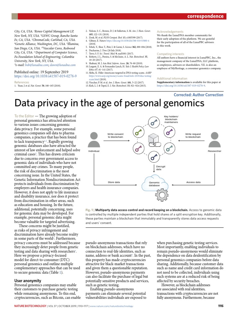 Securing Genomic Data with Blockchain | PDF | Cryptocurrency | Encryption