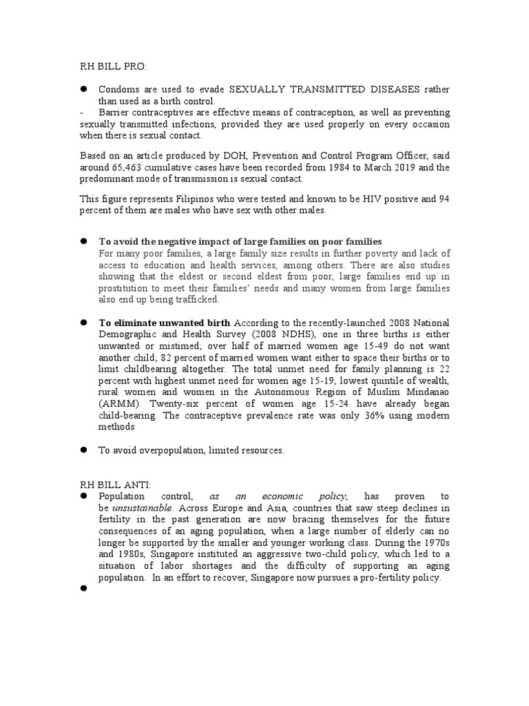 RH Bill PDF | Download Free PDF | Birth Control | Sexuality
