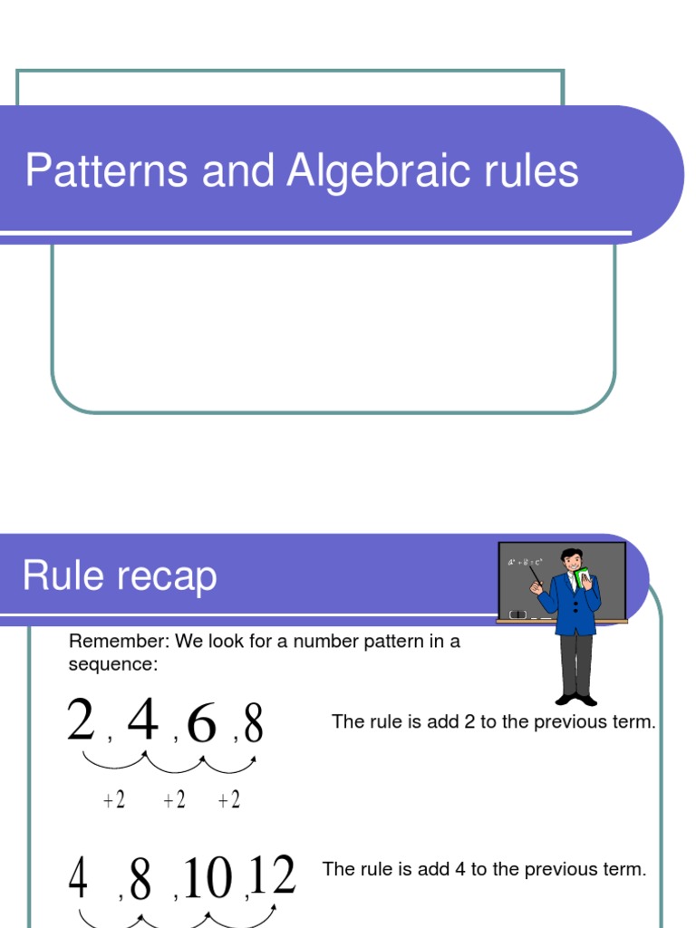 Patterns and Algebraic Rules Explained | PDF | Multiplication | Algebra