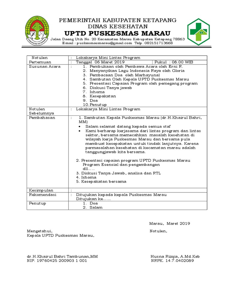 Contoh Notulen Tabel. | PDF