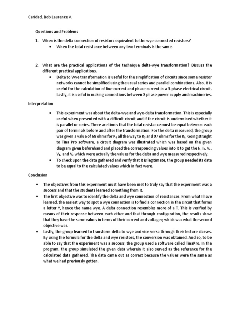 Delta-Wye and Wye-Delta Transformation | PDF | Electrical Network ...