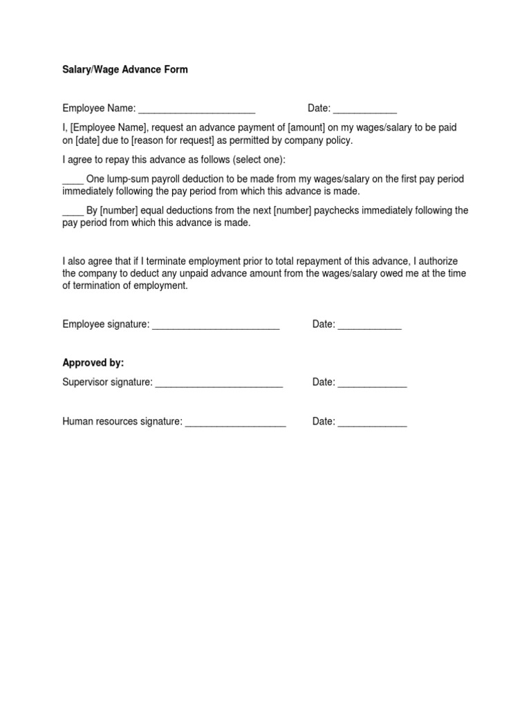 Salary Wage Advance Form | PDF