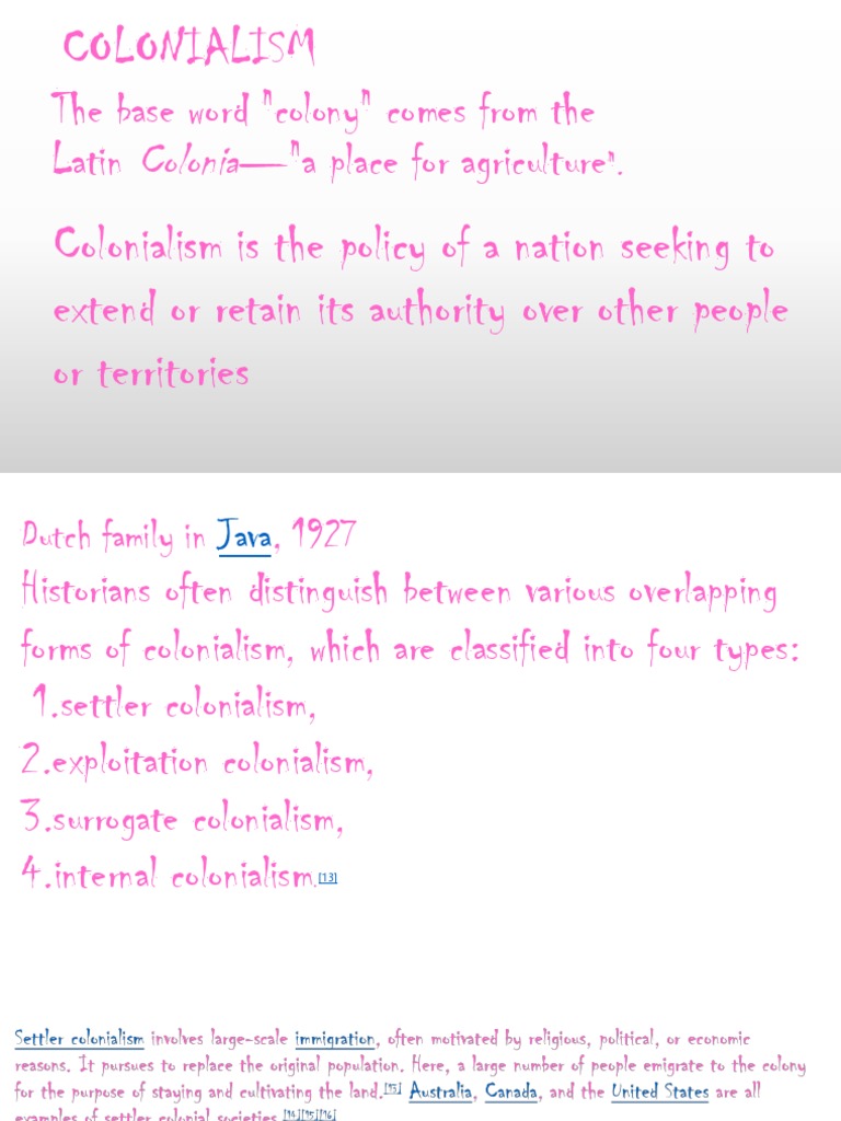 The Base Word "Colony" Comes From The Latin - "A Place For Agriculture ...