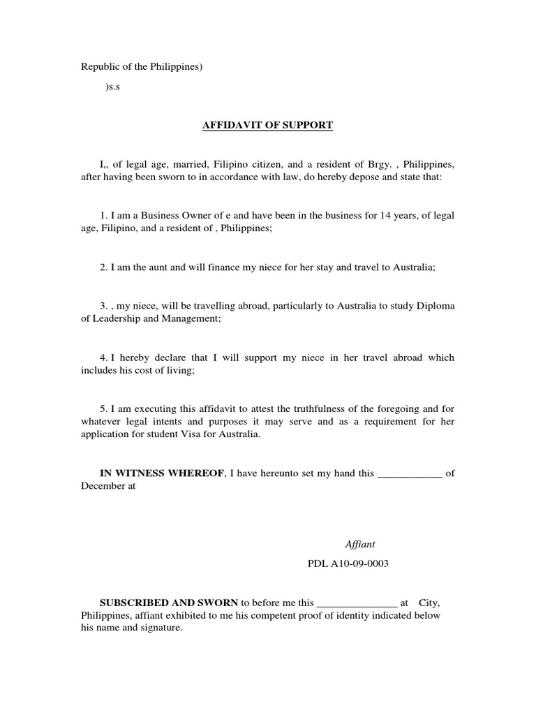 Affidavit of Support: Affiant | PDF