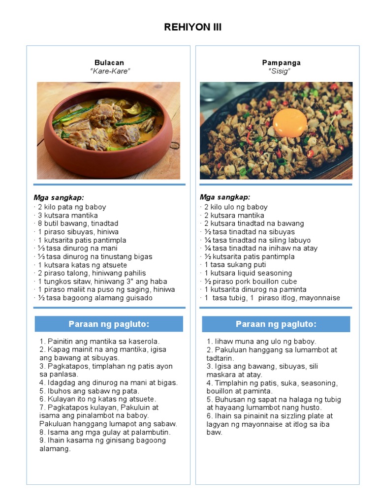 Menu NG Pagkain | PDF