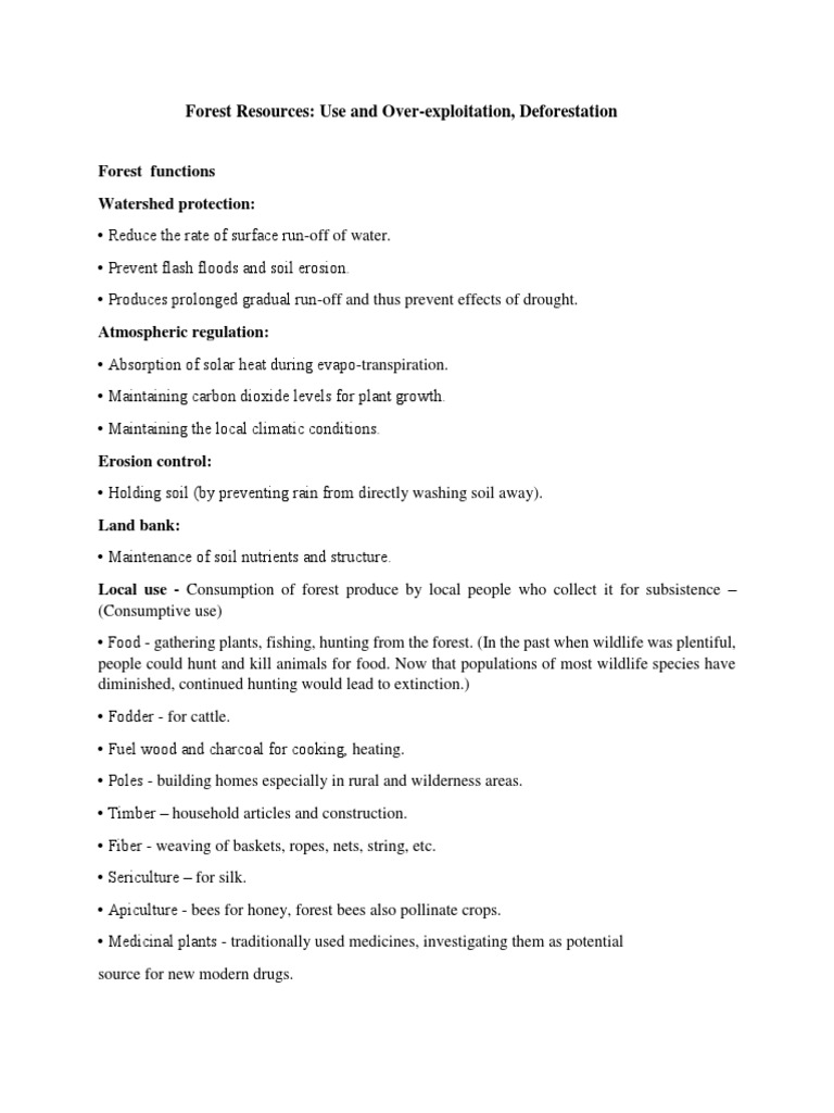 Forest Resource Over-exploitation Issues | PDF | Water Scarcity | Flood