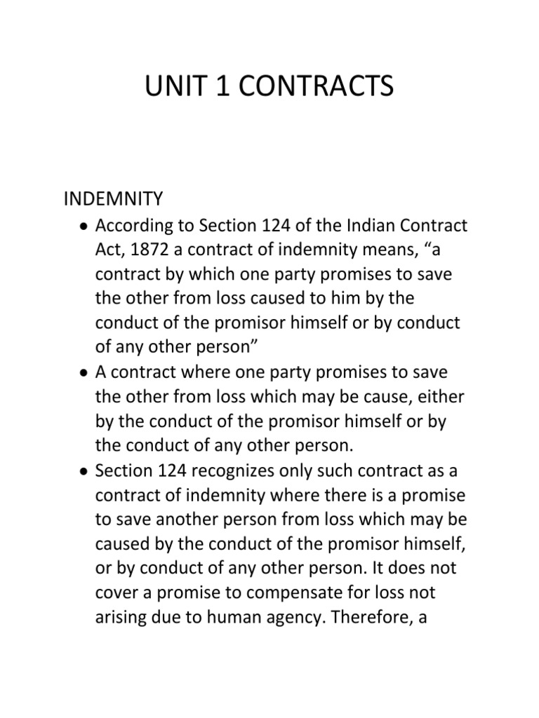Contract Act Unit One Law | PDF | Guarantee | Indemnity