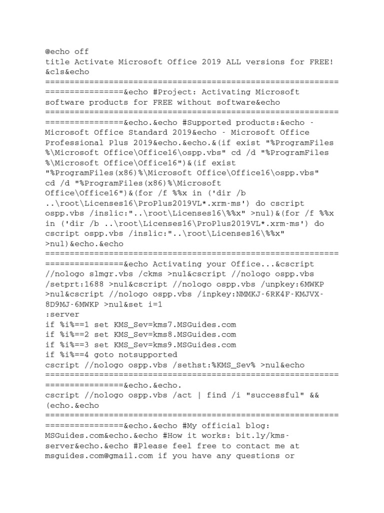 Guide to Activating Microsoft Office 2019 for FREE Using KMS Emulators | PDF | Microsoft Office ...