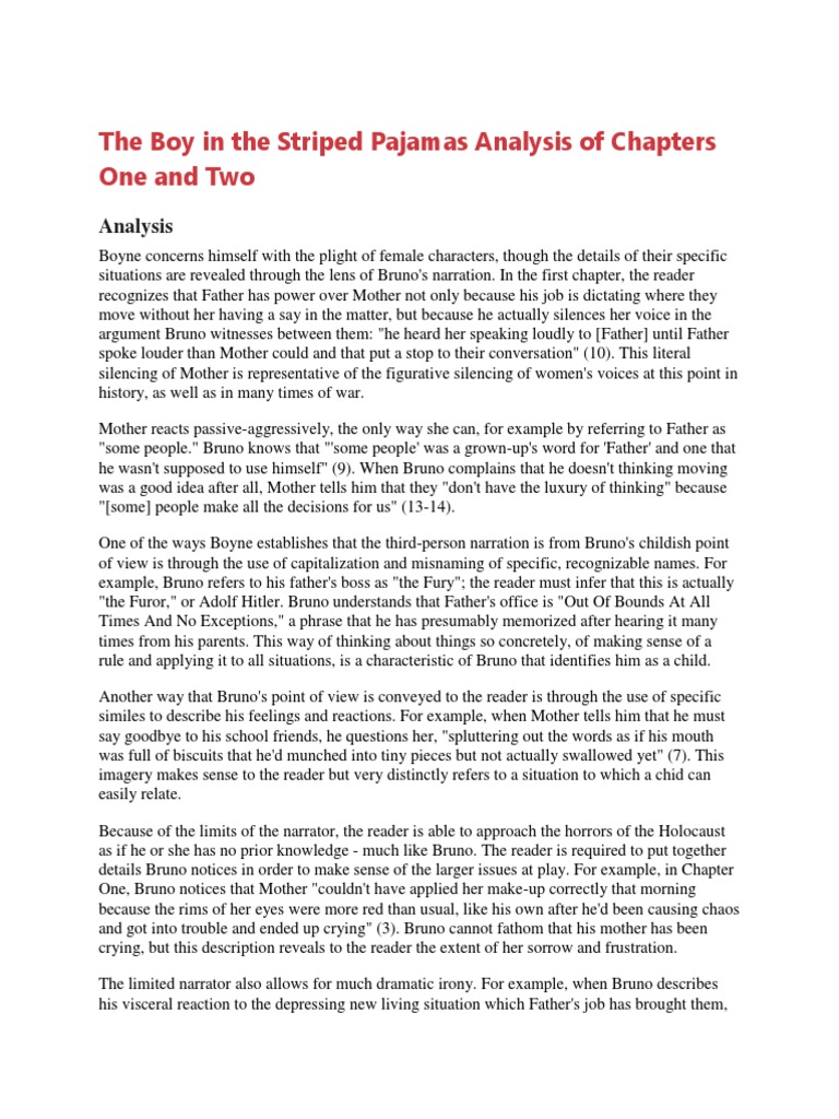 The Boy in The Striped Pajamas Analysis of Chapters One and Two | PDF ...
