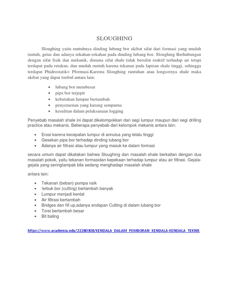 Masalah Sloughing dalam Pemboran Shale | PDF
