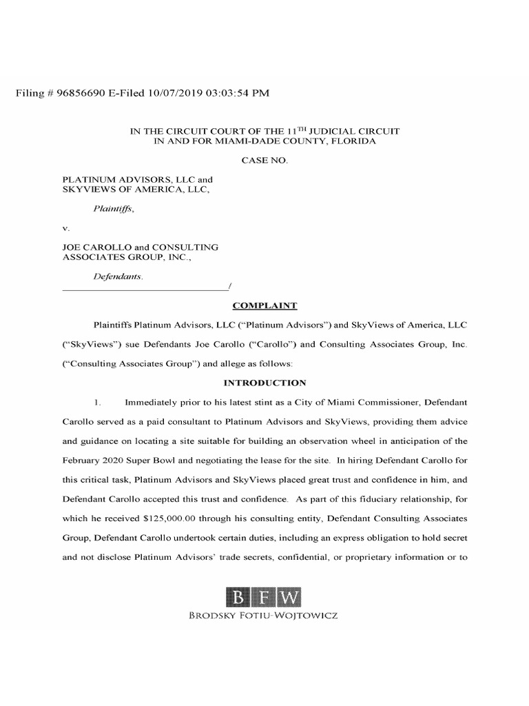 Ferris Wheel - Carollo Lawsuit | PDF