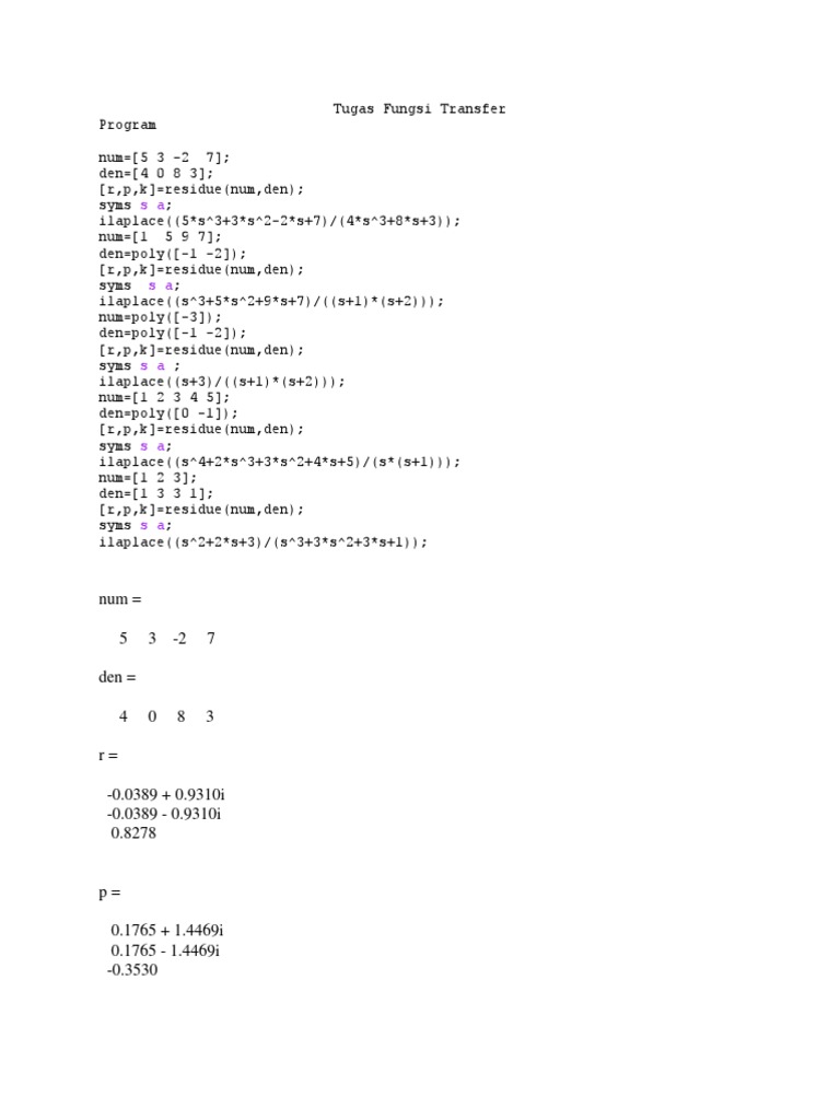 Tugas Fungsi Transfer | PDF | Teaching Methods & Materials