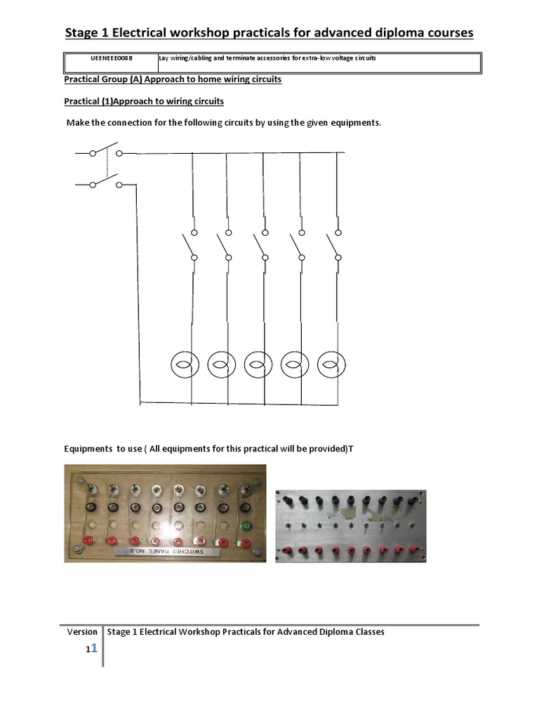 Electrical Workshop Practicals Manual | PDF | Electrical Wiring ...