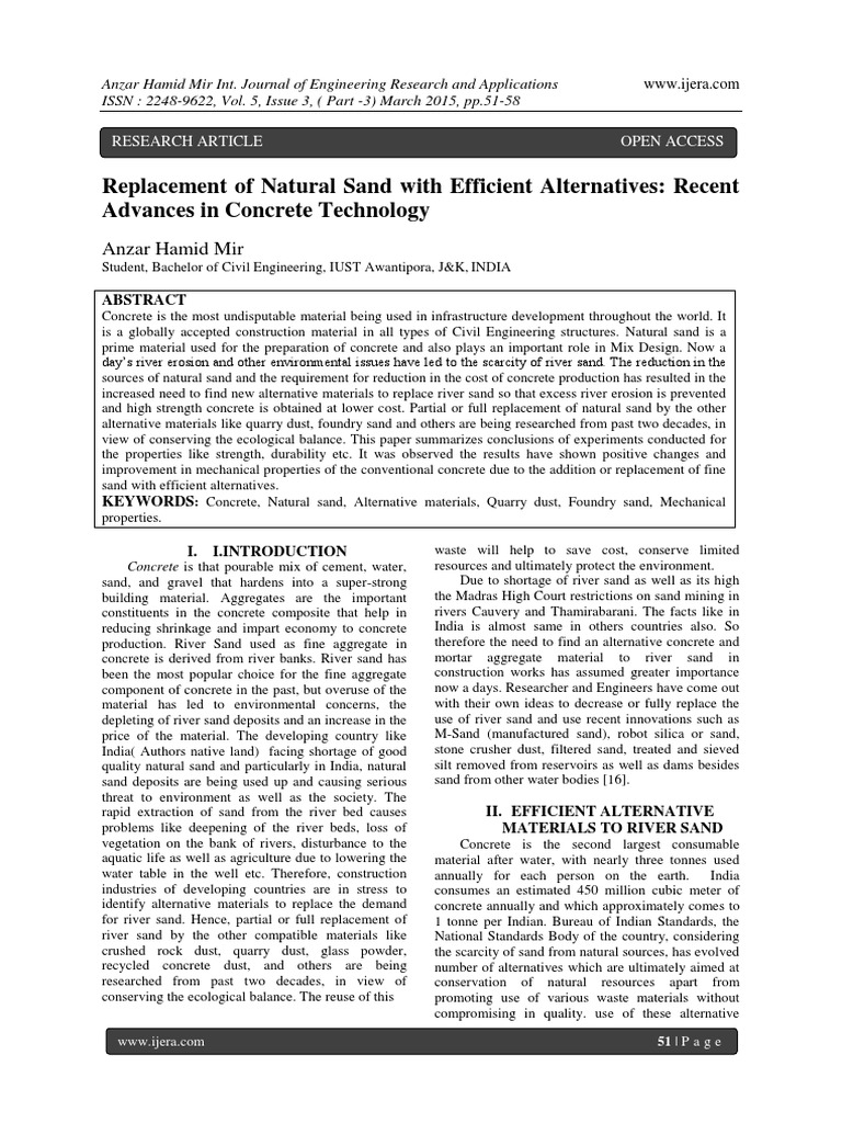 REplacement of Natural Sand With Efficient Alternatives PDF | PDF ...