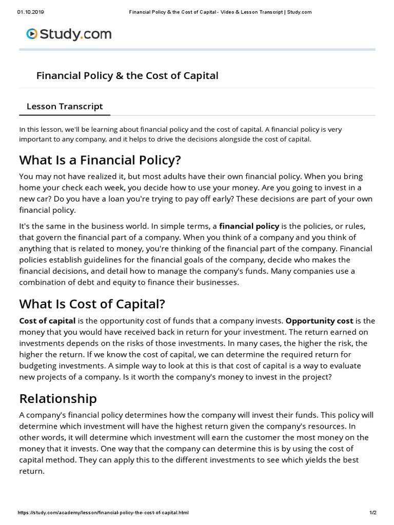 What Is A Financial Policy? | PDF | Cost Of Capital | Capital Structure