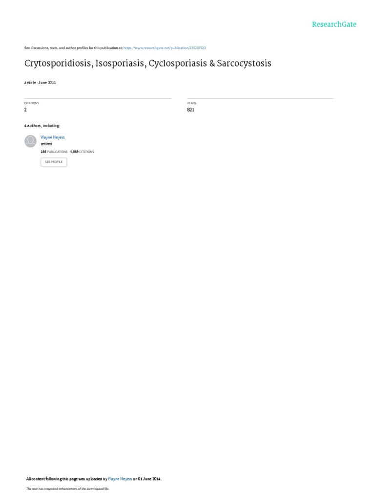 Crytosporidiosis, Isosporiasis, Cyclosporiasis & Sarcocystosis | PDF ...