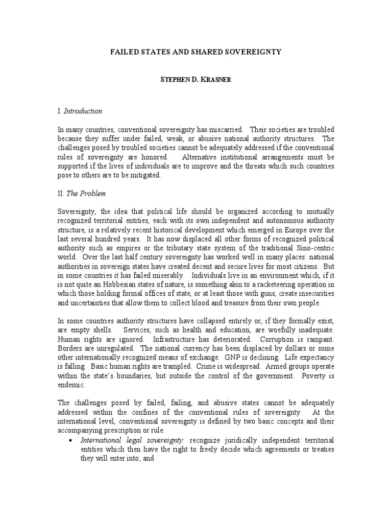 Krasner Paper Shared Sovereignty | PDF | Sovereignty | Sovereign State