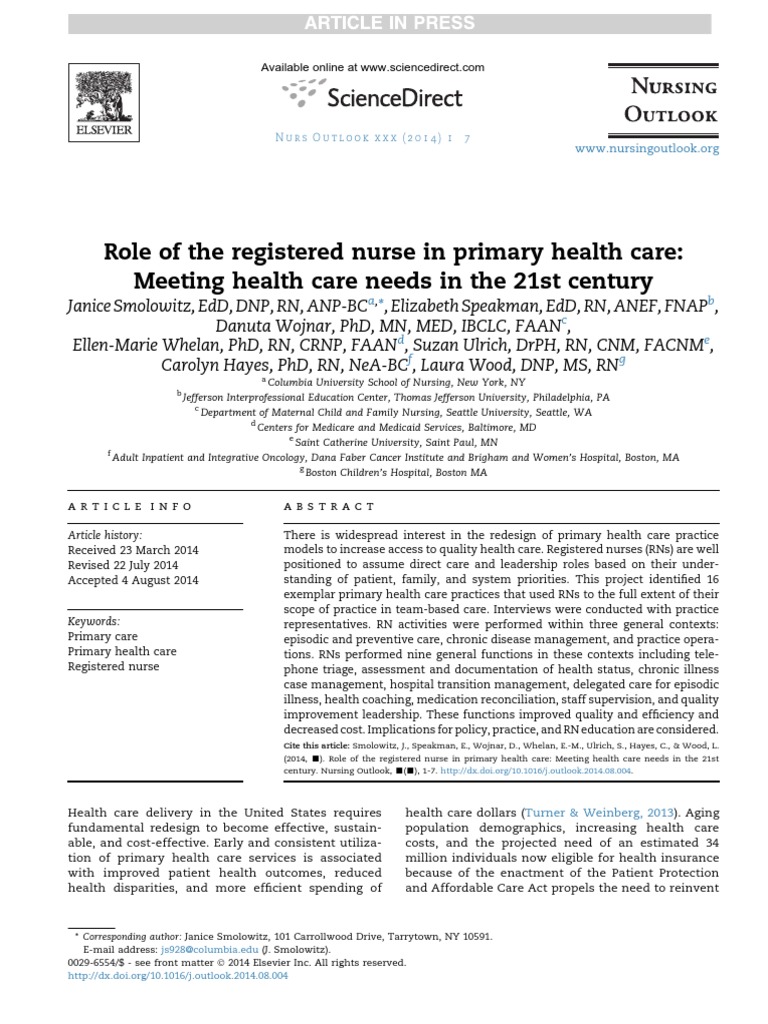 RN Role in Primary Healthcare | PDF | Primary Care | Health Care