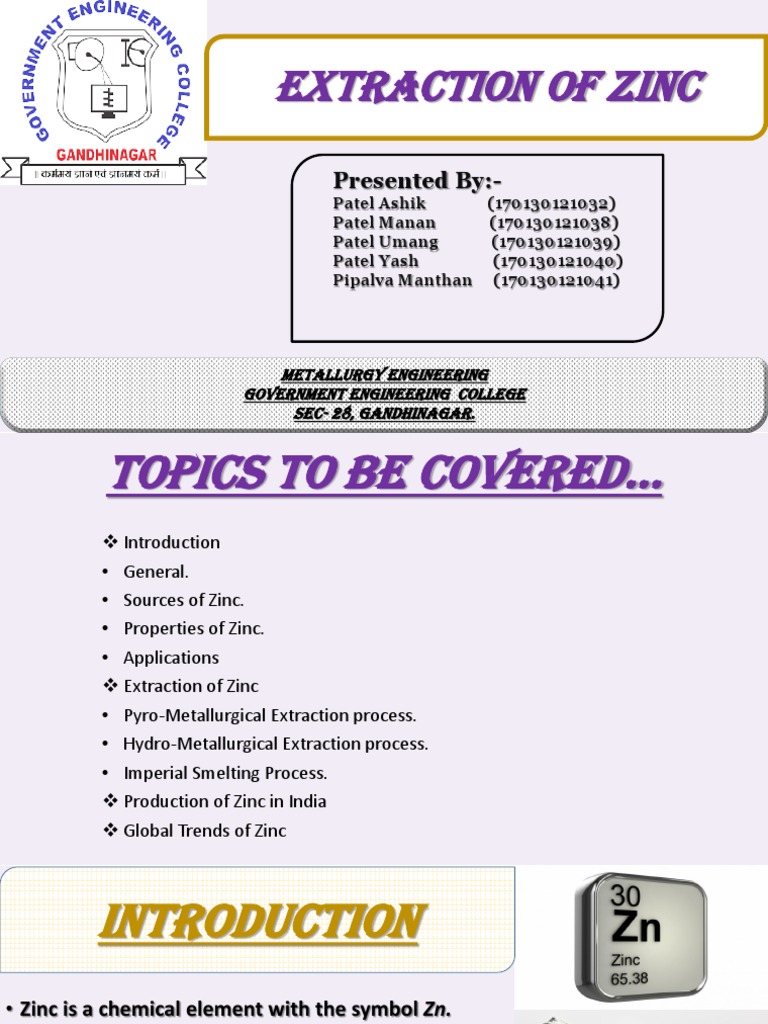Extraction of ZN Final | PDF | Zinc | Metallic Elements