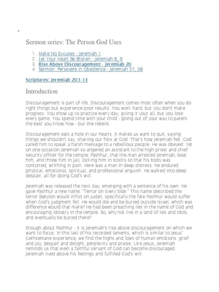 Rising Above Discouragement Through Honesty, Obedience, Watchfulness ...