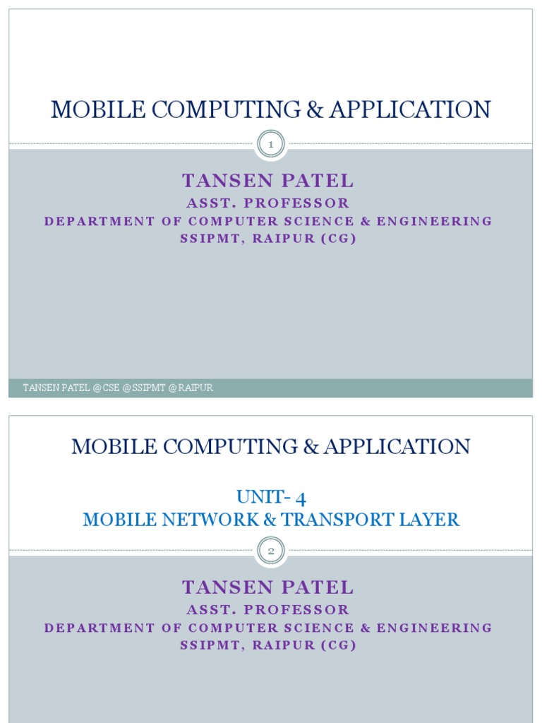 Mobile Computing & Application: Tansen Patel | PDF | Transmission Control Protocol | Network ...