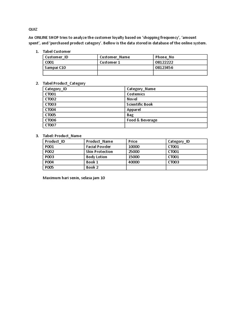 Customer Loyalty Analysis Quiz | PDF
