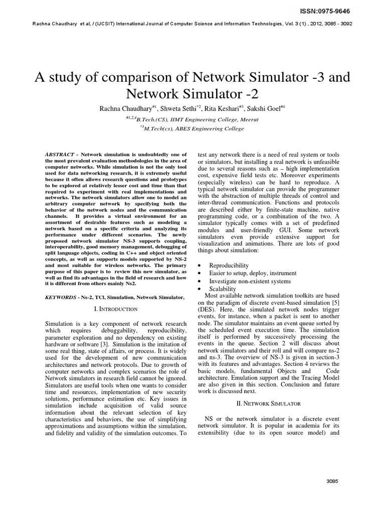 A Study of Comparison of Network Simulator - 3 and Network Simulator - 2 | PDF | Simulation ...