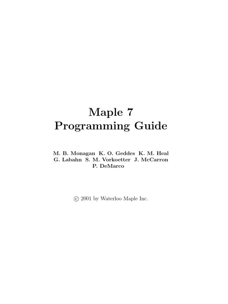 Maple 7 Prguide | PDF | Parameter (Computer Programming) | Subroutine