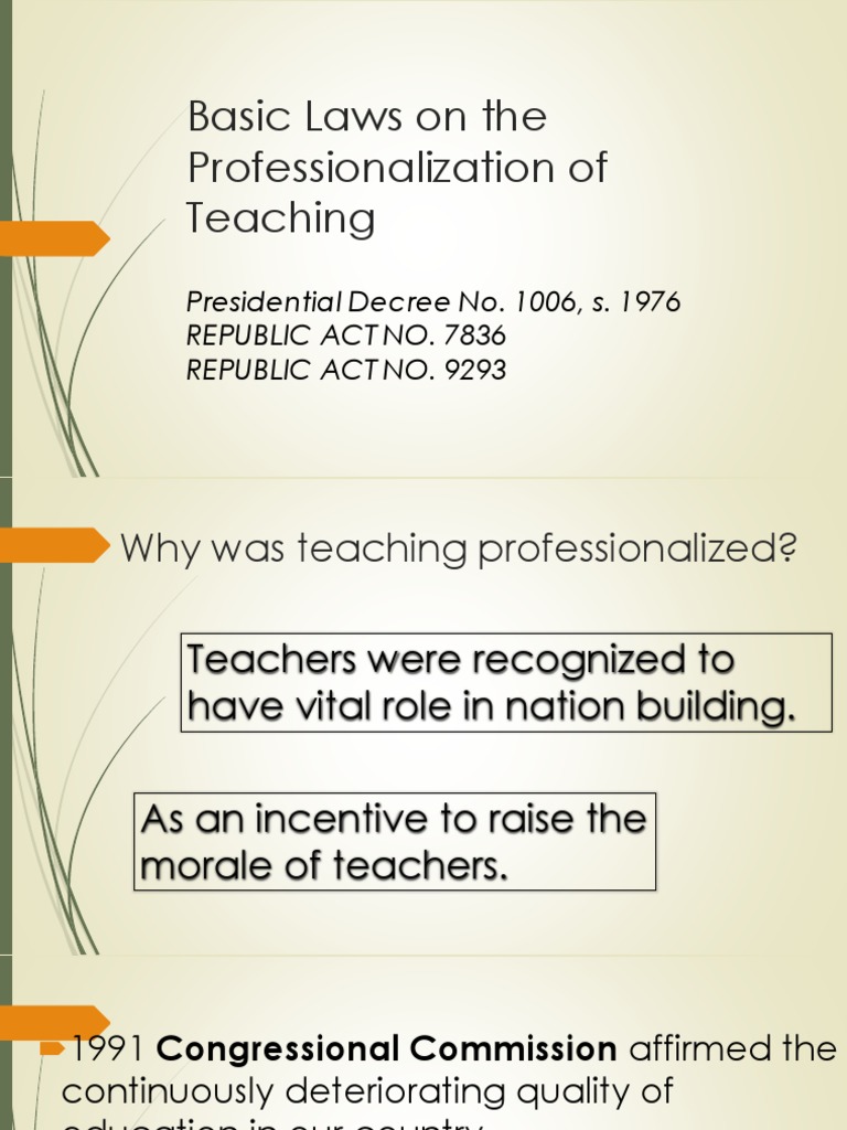 M1 Basic Laws On The Professionalization of Teaching | PDF | Academic ...