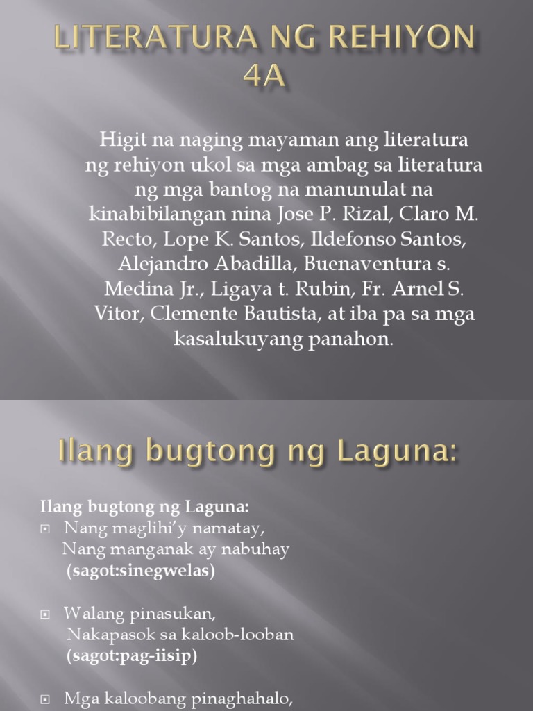 Panitikan NG Rehiyon 4 | PDF